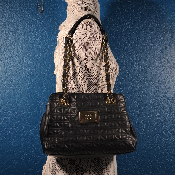 Nicole Miller | Bags | Nicole Miller Black Leather Quilted Chain Bag ...